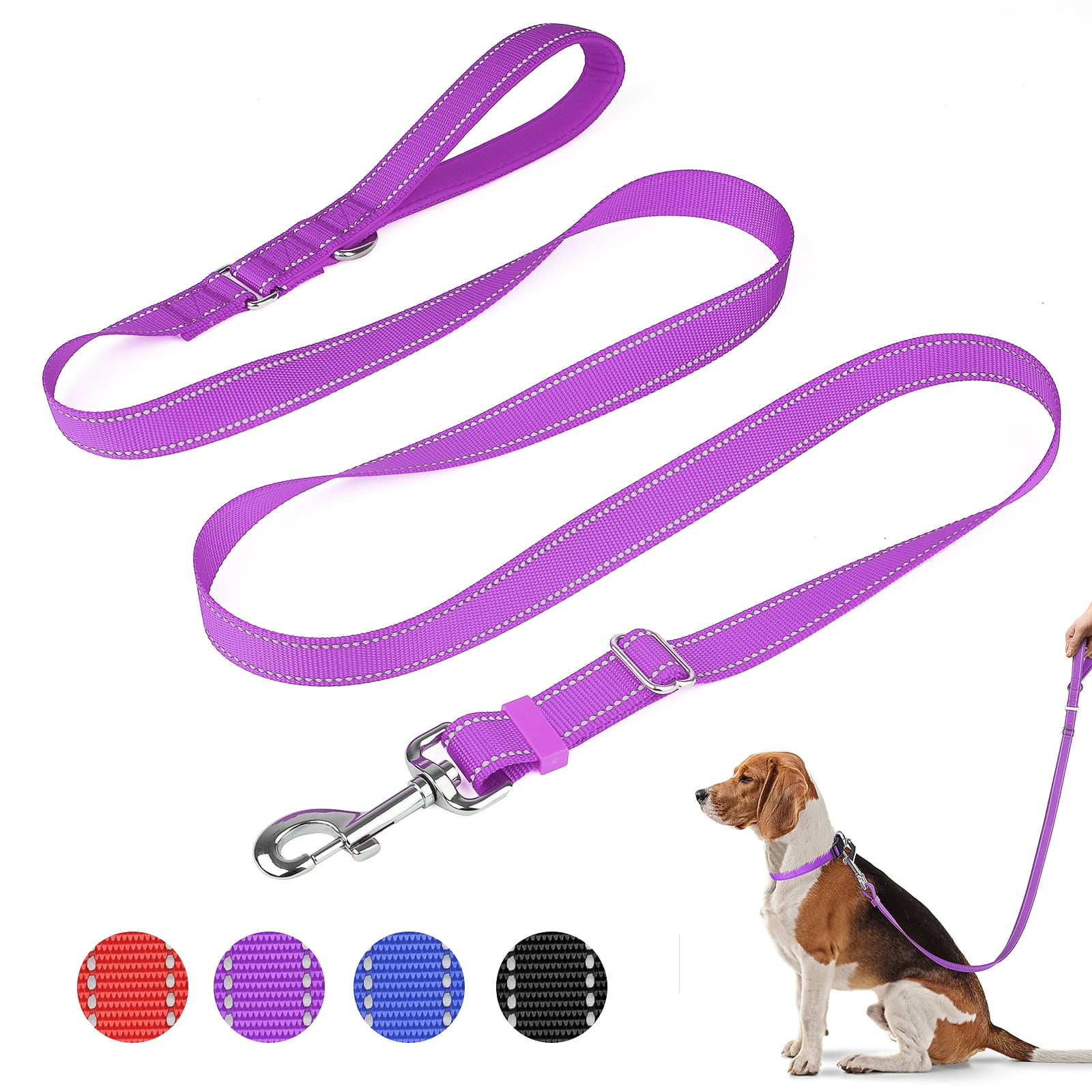 MASBRILL Reflective Dog Leash, Adjustable 4-6 Ft, Padded Handle, Nylon ...