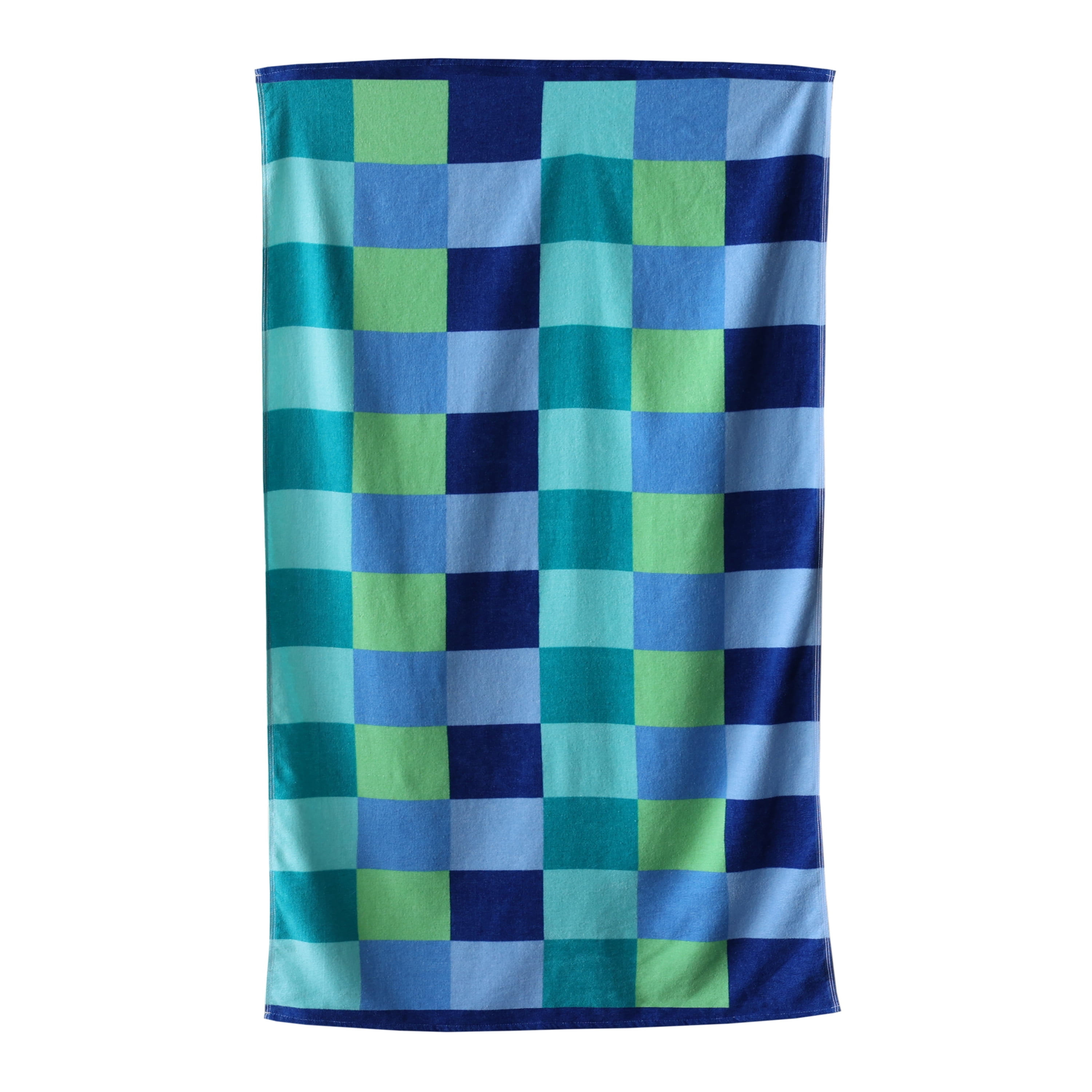 Mainstays Velour Beach Towel, Checker Cool, Multi-Color, 28x60 ...