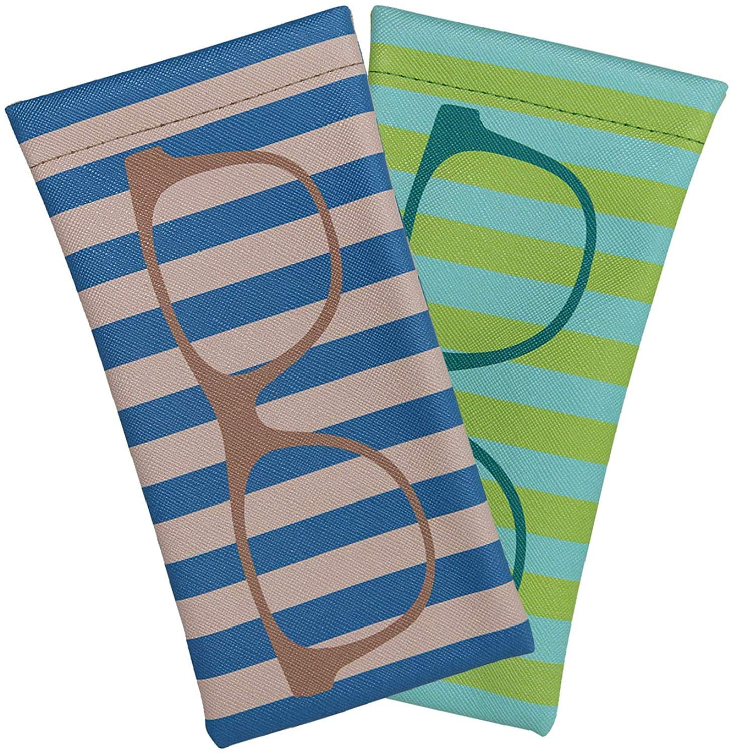 2 Pack Slip In Eyeglass Case Soft Squeeze Top Pouch For Women Men Medium To Large Glasses