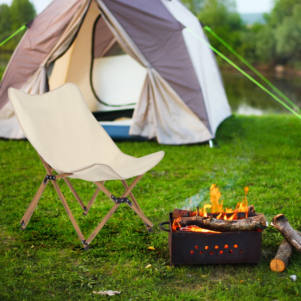 Portable Camping Chair, Outdoor Folding Stool, Lawn Chairs with Carry ...