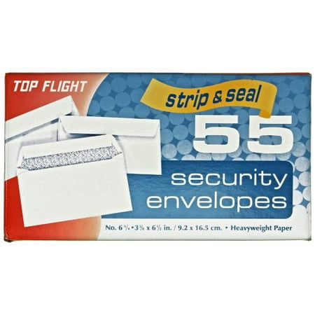 Top Flight Boxed Security Envelopes, Strip and Seal Closure, 3.75 x 6. ...
