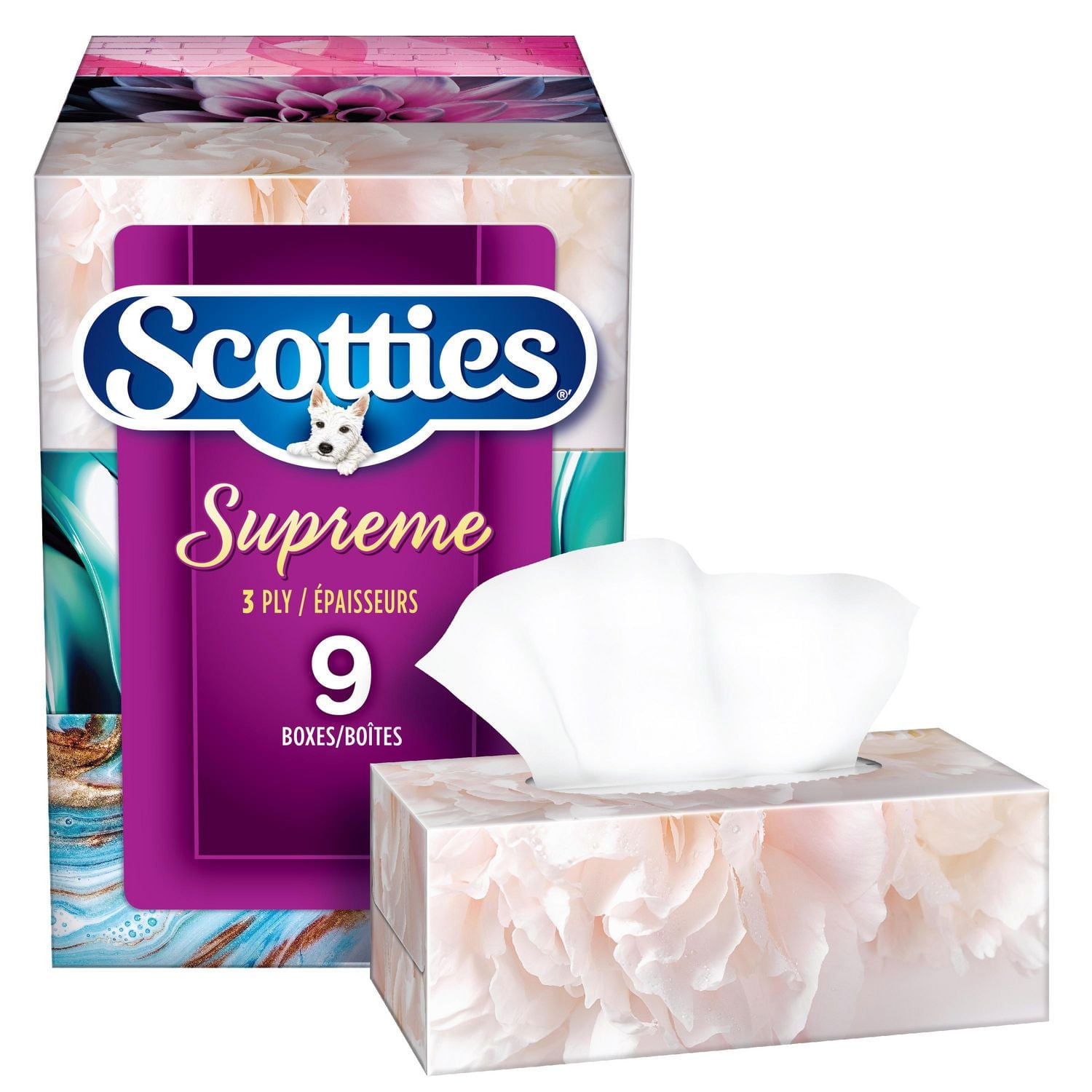 Scotties Supreme 3 Ply Soft & Strong Facial Tissue, Hypoallergenic and ...