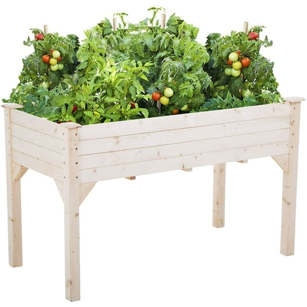 FDW 48x24x30in Elevated Raised Wood Planter Garden Bed Box Stand for ...