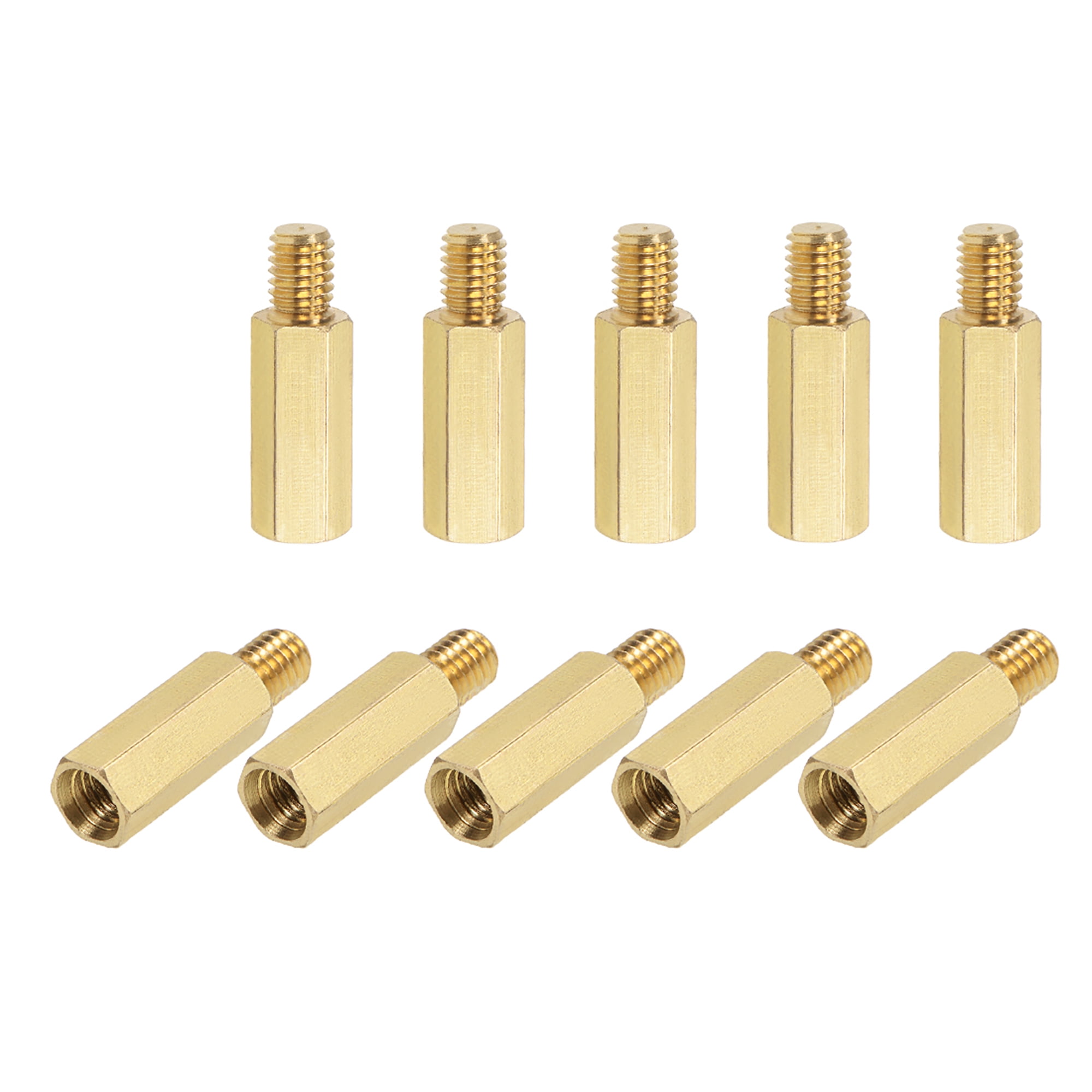 M6 x 20 mm + 8 mm Male to Female Hex Brass Spacer Standoff 10 Pcs ...