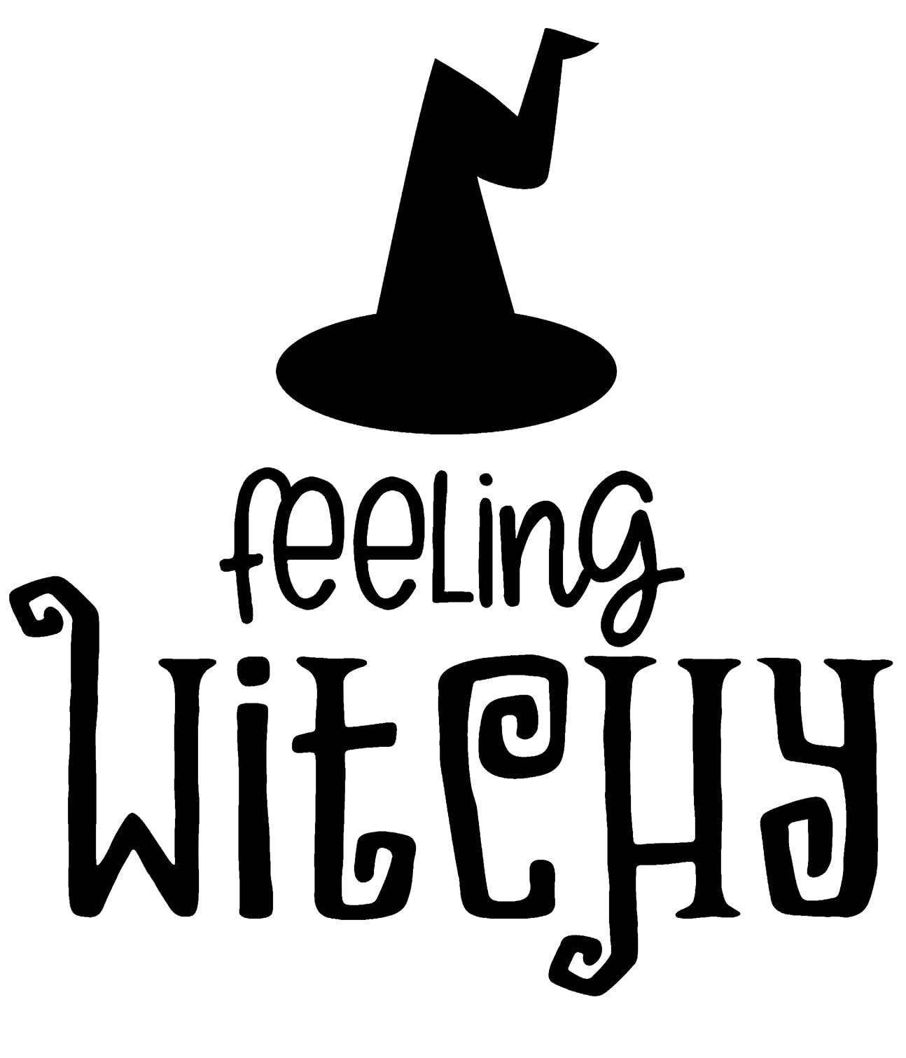 Feeling Witchy Funny Witch Hat Halloween Magic Casting Spells l Wall Decals for Walls Peel and ...