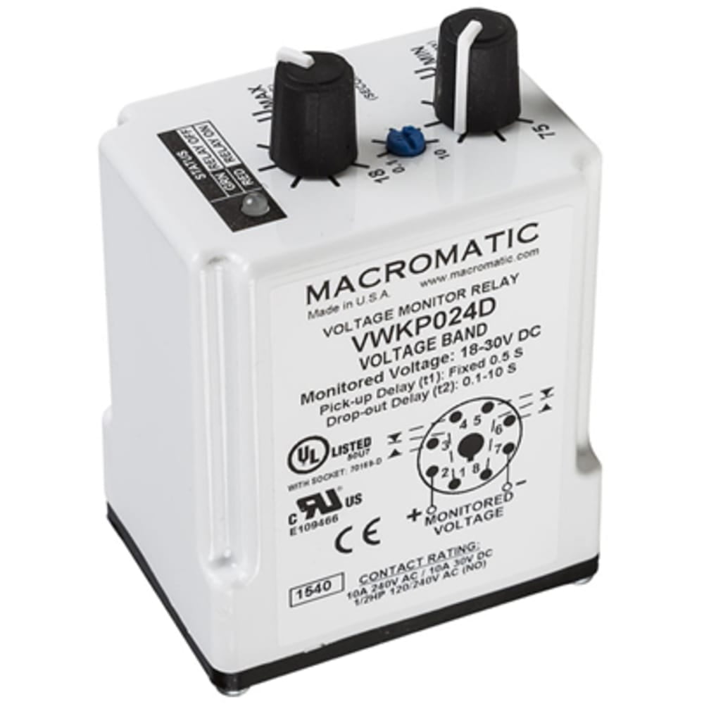 Pack of 1, Macromatic Vwkp024D Voltage Monitoring Relay, 24 Vdc, Dpdt ...