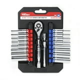 Hyper Tough 20-Piece 1/4-inch Drive Ratchet and Deep Socket Set, SAE ...