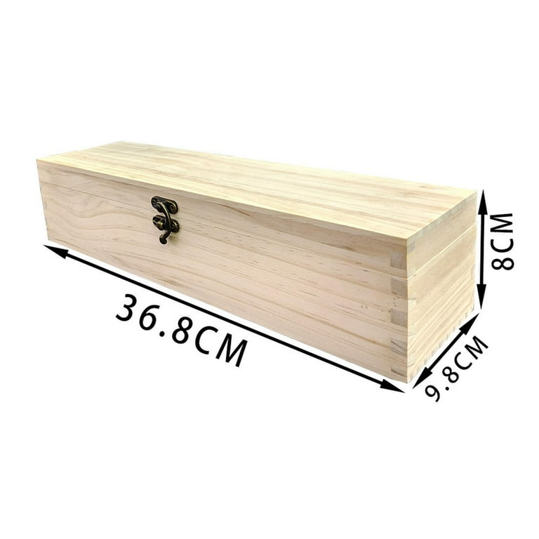 Unfinished wood box with hinged lid store