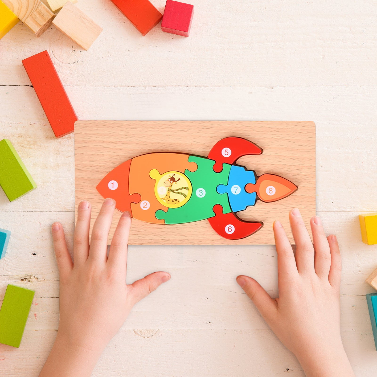 Bright And Bright Color Shapes Preschool Toddler Number Puzzle Toys For ...