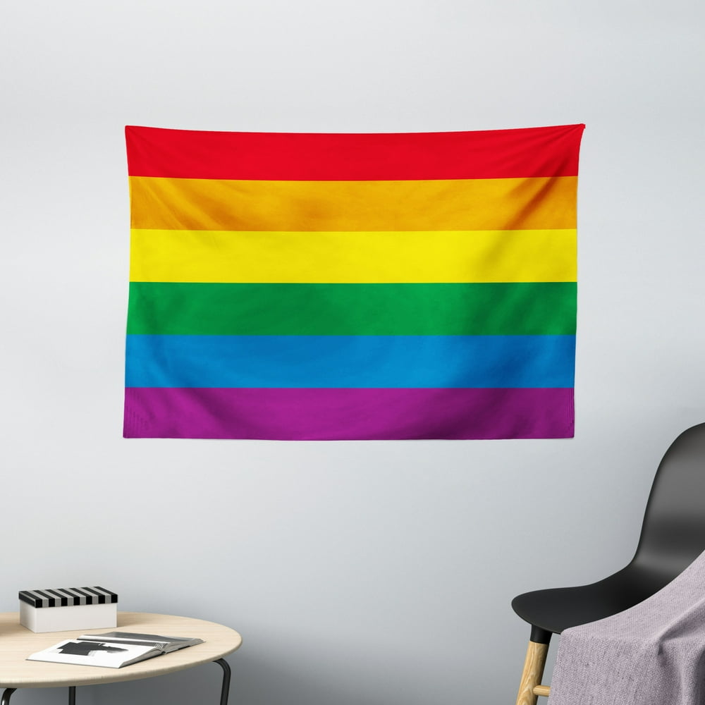 Pride Decorations Tapestry, Horizontal Rainbow Colored Flag Gay Parade ...