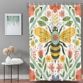 Bathroom Shower Curtain Farm Bee Flower Leaves Watercolor Waterproof ...