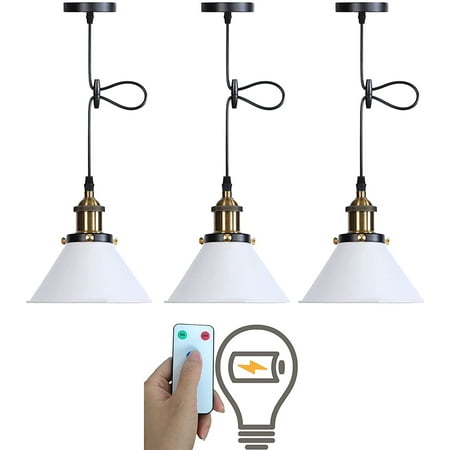ZC5HAO 3-Light Battery Operated Pendant Light Fixtures, Adjustable ...