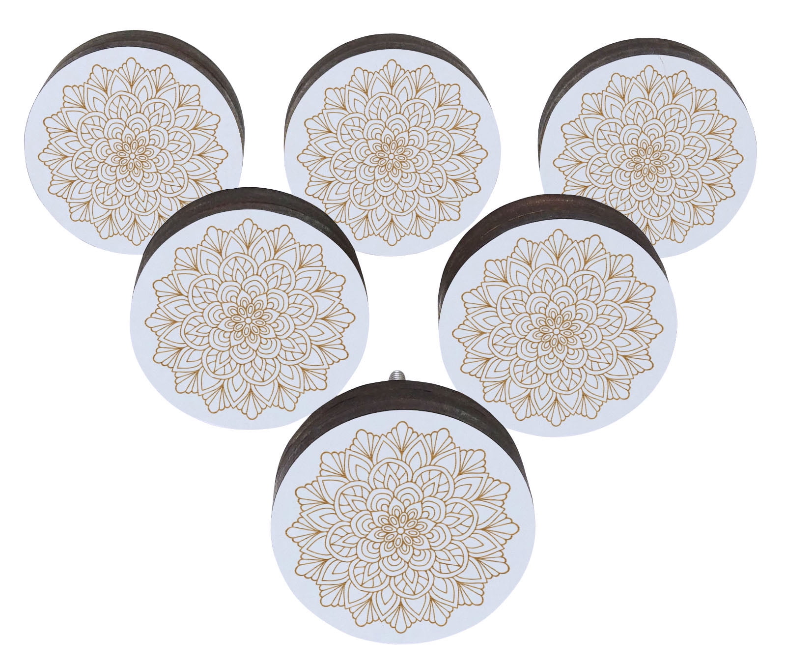 IBA Indianbeautifulart White Engraved Knobs Wooden Cupboard Door Knobs ...