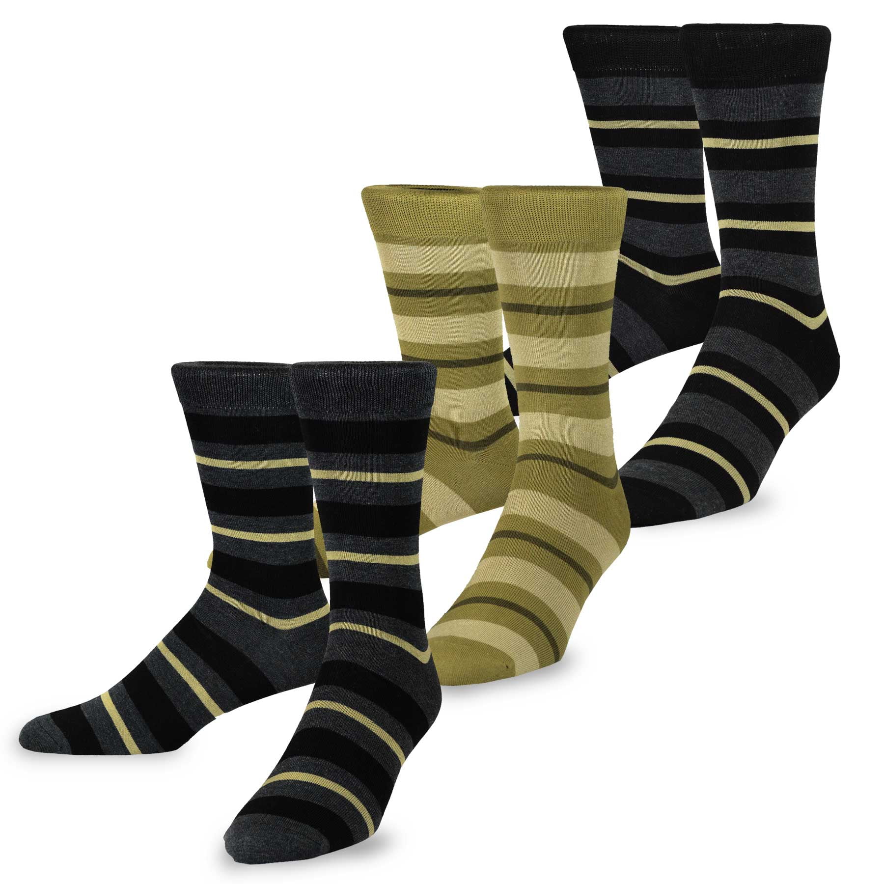 TeeHee Men's Mercerized Cotton Crew Dress Socks 3-pack (Multi Stripe ...