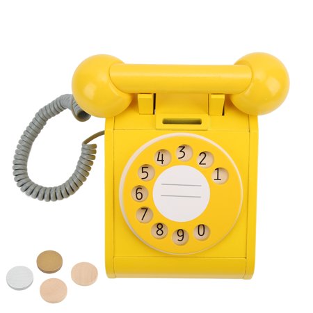 Wooden Simulation Telephone Children's Toy Retro Phone Kids Simulation ...