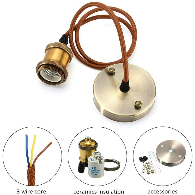 DYstyle Vintage Hanging E27 / E26 Pendant Light Holder Kit Ceiling ...