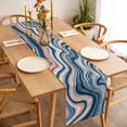 Blue Pink White Marble Cotton Linen Table Runner Fluid Art Abstract ...