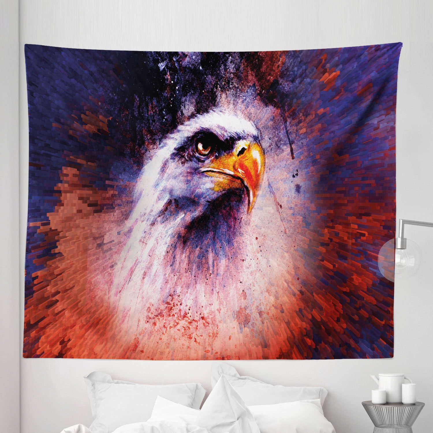 Eagle Tapestry, Aggressive Animal on Abstract Backdrop Freedom Image ...