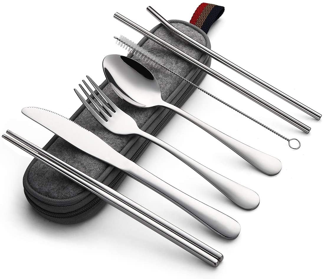Moxinox Portable Utensils, Travel Camping Cutlery Set, 8-Piece ...