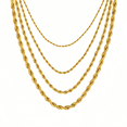 14K Real Solid Yellow Gold Twisted Rope Chain Necklace, Diamond Cut ...