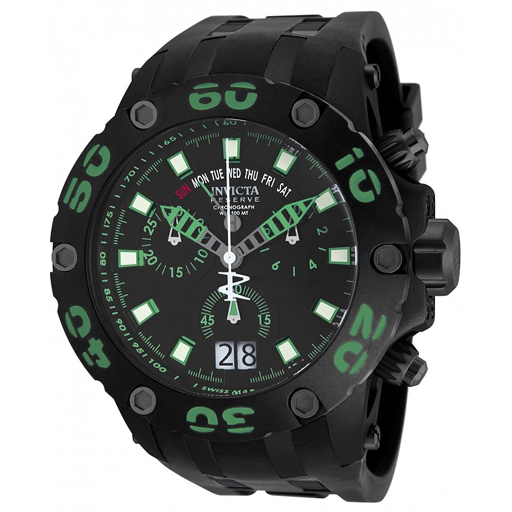 Invicta Men's 12348 Reserve Subaqua Green Accent Bezel Black Rubber ...