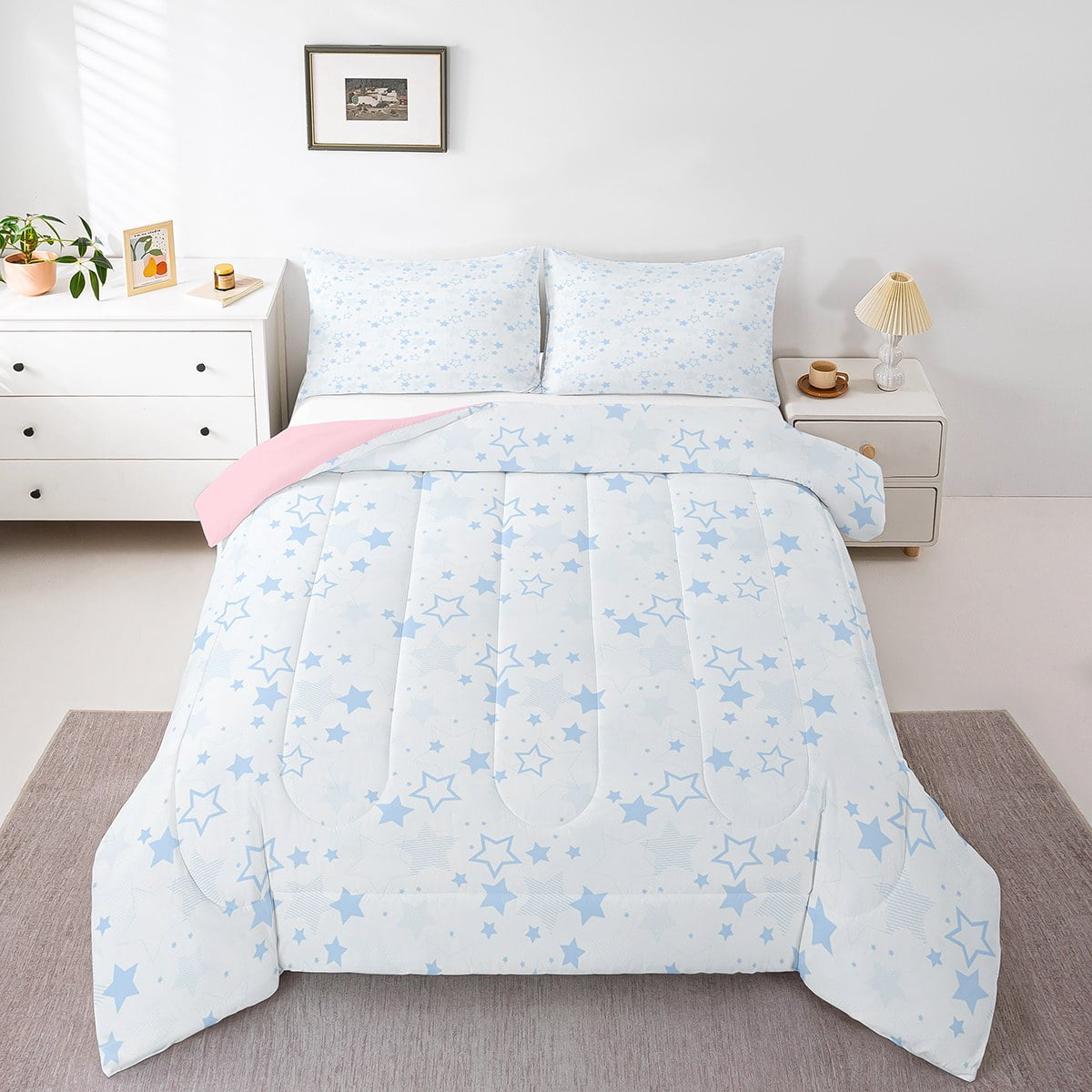 Click here for Erosebridal Kawaii Blue Stars Comforter Sets Full... prices