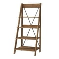 68 in. Brown Wood 4-shelf Ladder Bookcase with Open Back - Walmart.com