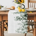 Burlap Table Runner 120 Inches Long, Country Green Eucalyptus Leaf Non ...