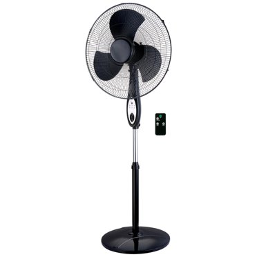 Optimus 18" Black Oscillating Stand Fan with Remote Control - Walmart.com
