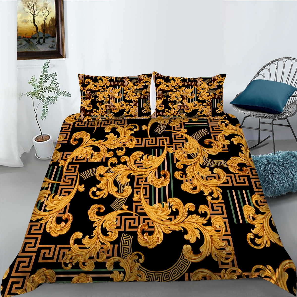 Wenjialing 3d Luxury Printing Duvet Cover Set Soft Bedding Set Quilt