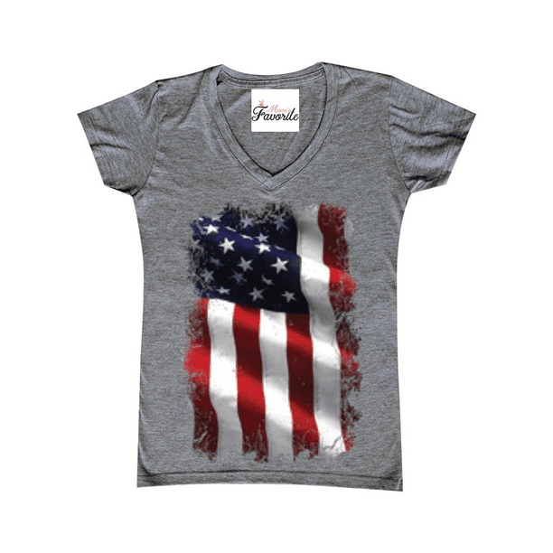 Moms Favorite Womens American Flag 4th Of July V Neck T Shirt