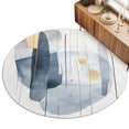 Abstract Boho Color Block Round Rug 5ft Modern Minimalist Art Washable ...