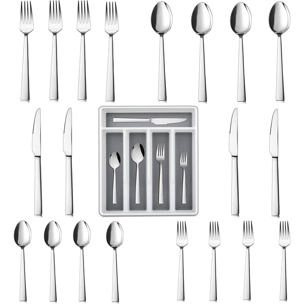 Walchoice 20 Pieces Silverware Set with Drawer Organizer, Stainless ...