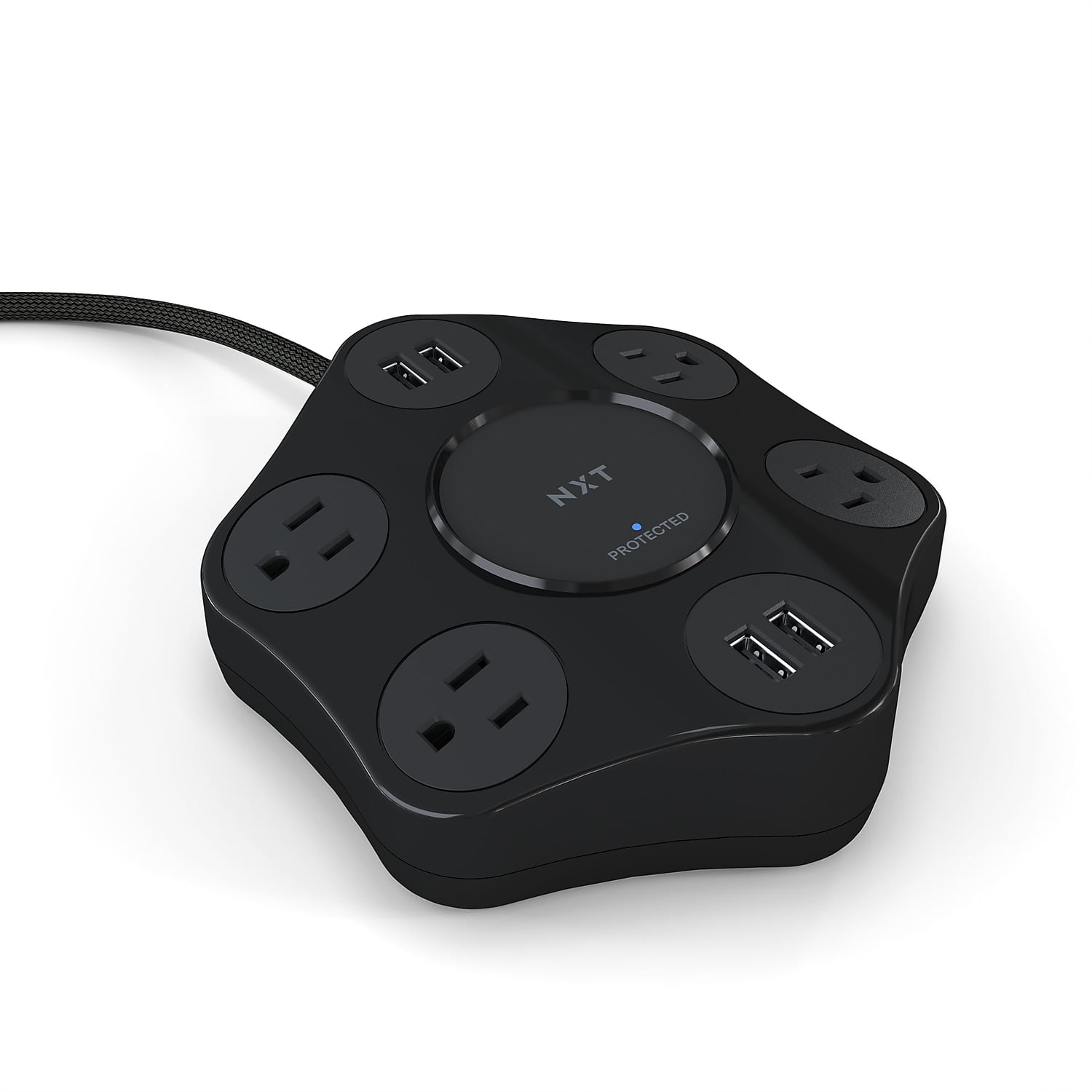 NXT Technologies 4-Outlet plus USB Surge Protector 8' Braided Cord 500 ...