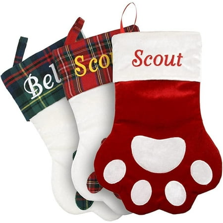 Personalized Christmas Stocking for Dogs and Cats, Paw Shape Stocking ...