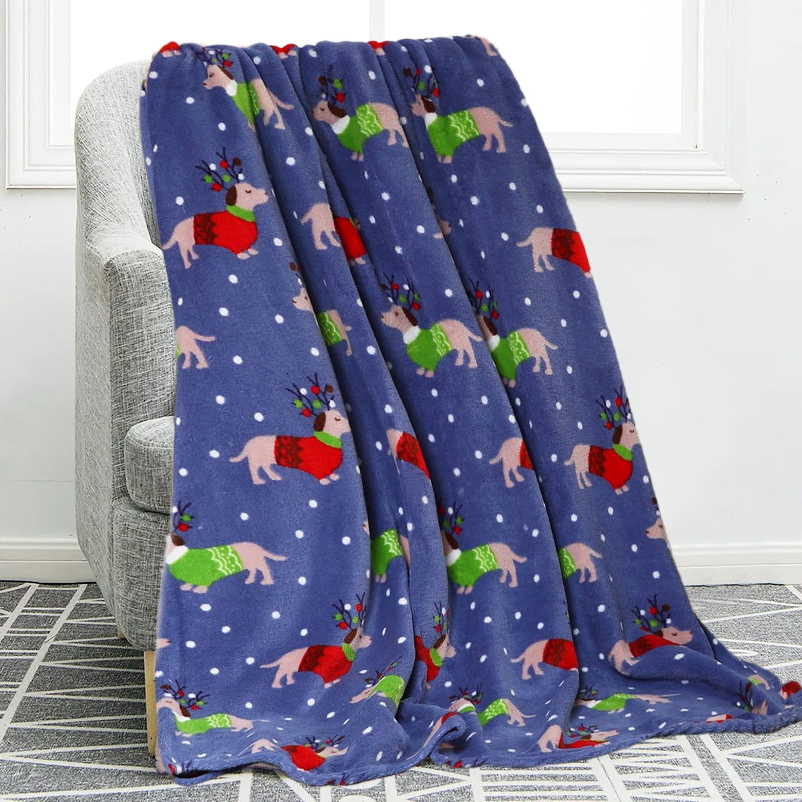 Click here for Dvkptbk Polyester Blanket Christmas Blanket Blue C... prices