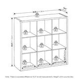 Furinno 9-Cube Wood Shelf Unit, Open Back Decorative Cube Storage ...