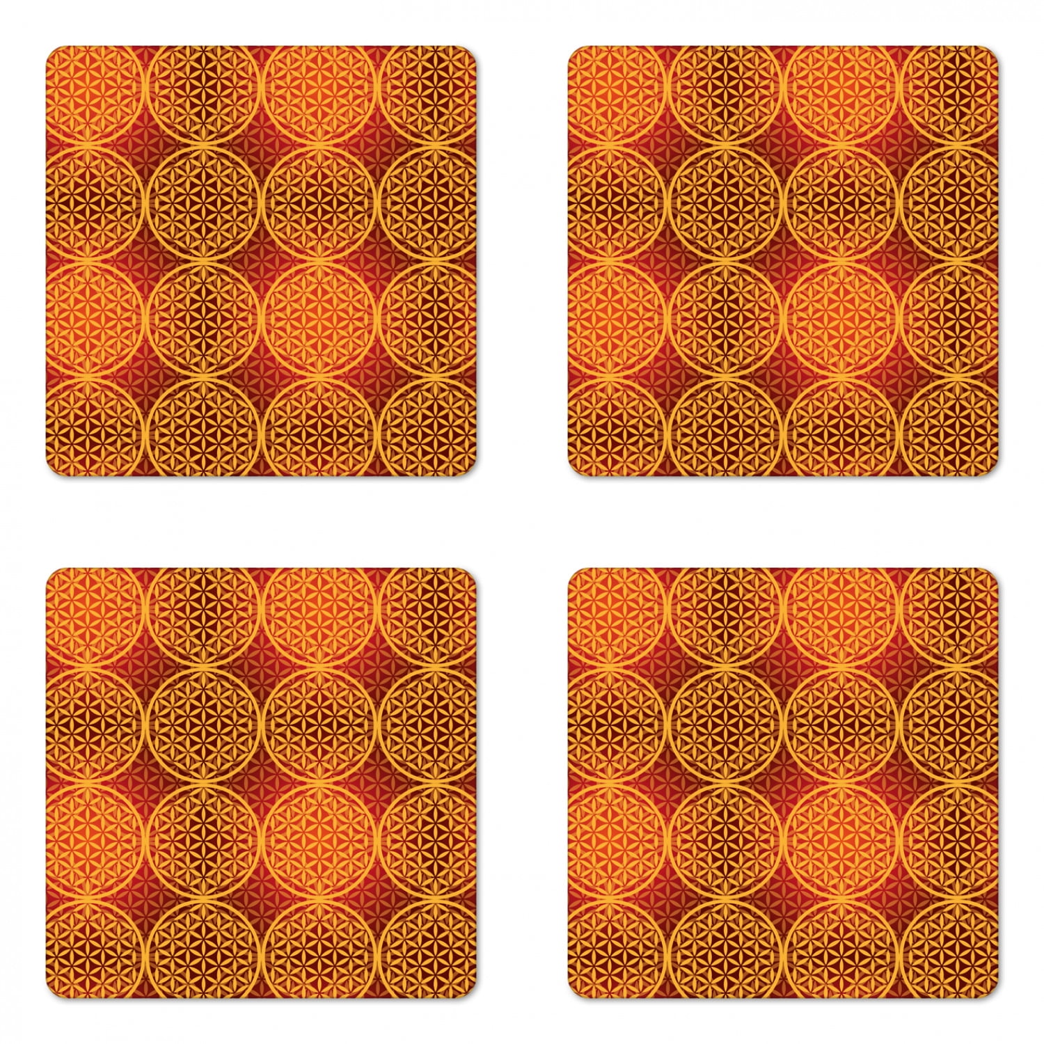 Victorian Coaster Set of 4, Vintage Style Flower with Medieval Tones ...
