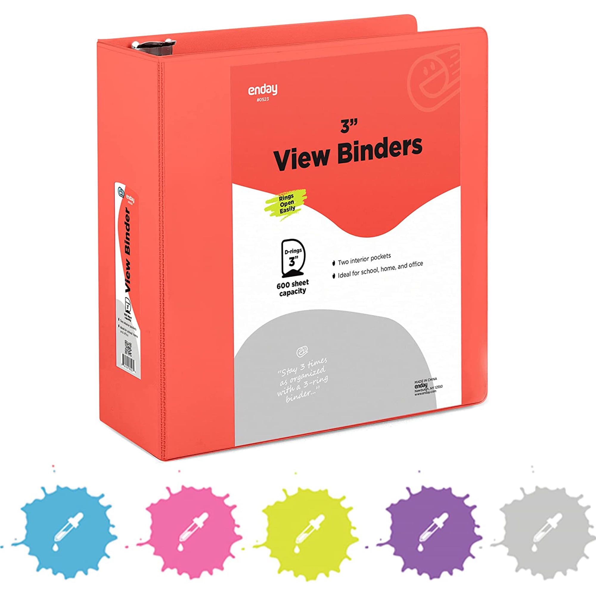 Enday 3 Inch Binder 3 Ring Binders with Pockets for Home, Office ...