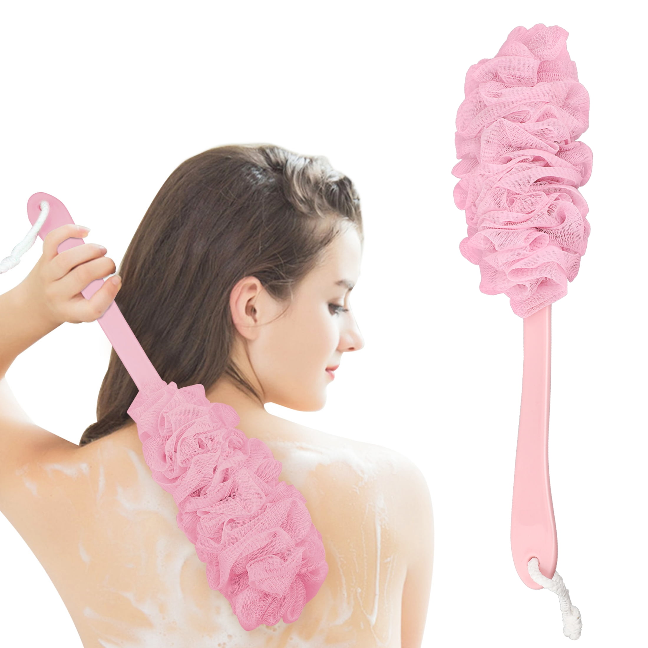 EEEkit Long Handle Loofah Sponge Back Scrubber, Mesh Body Back ...