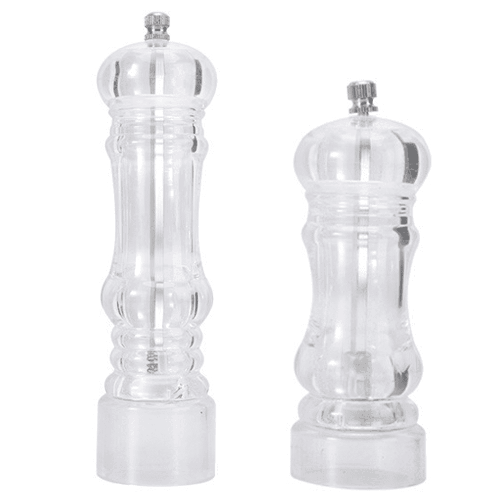 Manual Pepper Mill and Salt Shaker Set - Transparent Adjustable Grinder ...