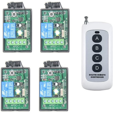 One remote control controls 4 receivers DC12V Relay output Wireless ...