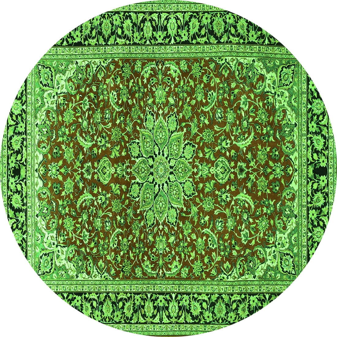 Ahgly Company Indoor Round Medallion Green Traditional Area Rugs, 6 ...