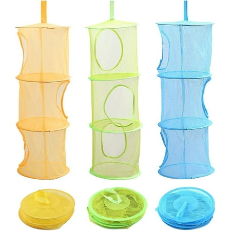 HEIBIN 3 Pack Mesh Storage Bin, 3 Tier Collapsible Network Storage ...