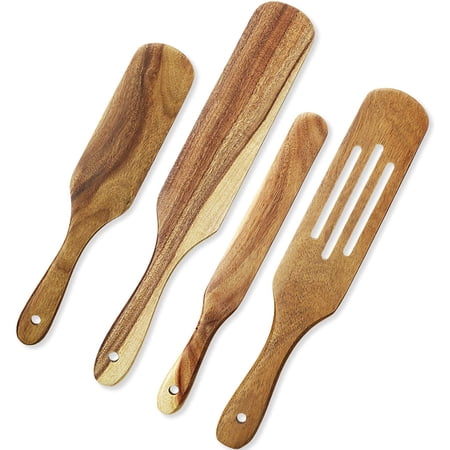 4 Pieces Wood Spurtles Kitchen Set, Nonstick Utensils Tools Durable ...