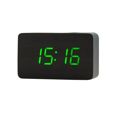 Square Shape Digital Alarm Clock Wooden LED Display Digital Electronic ...