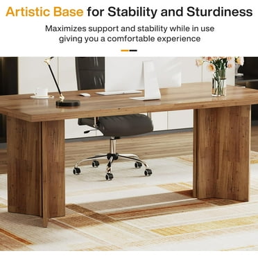 Tribesigns 63" Executive Desk, Modern Office Computer Desk with Double ...