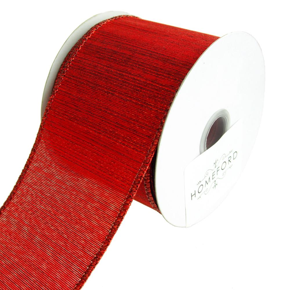 Metallic Striped Harmony Wired Christmas Holiday Ribbon, Red, 2-1/2 ...