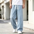 AGKIZG Solid Color Men's Denim Jeans Casual Style Elastic Drawstring ...