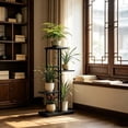 Black 4-Tier Metal Plant Stand, Space-Saving Vertical Shelf for Indoor ...